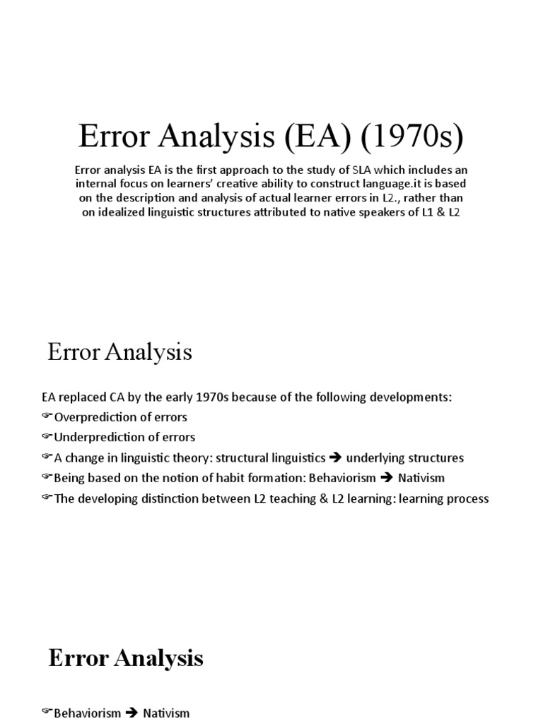 Error Analysis (EA) (1970s) | PDF