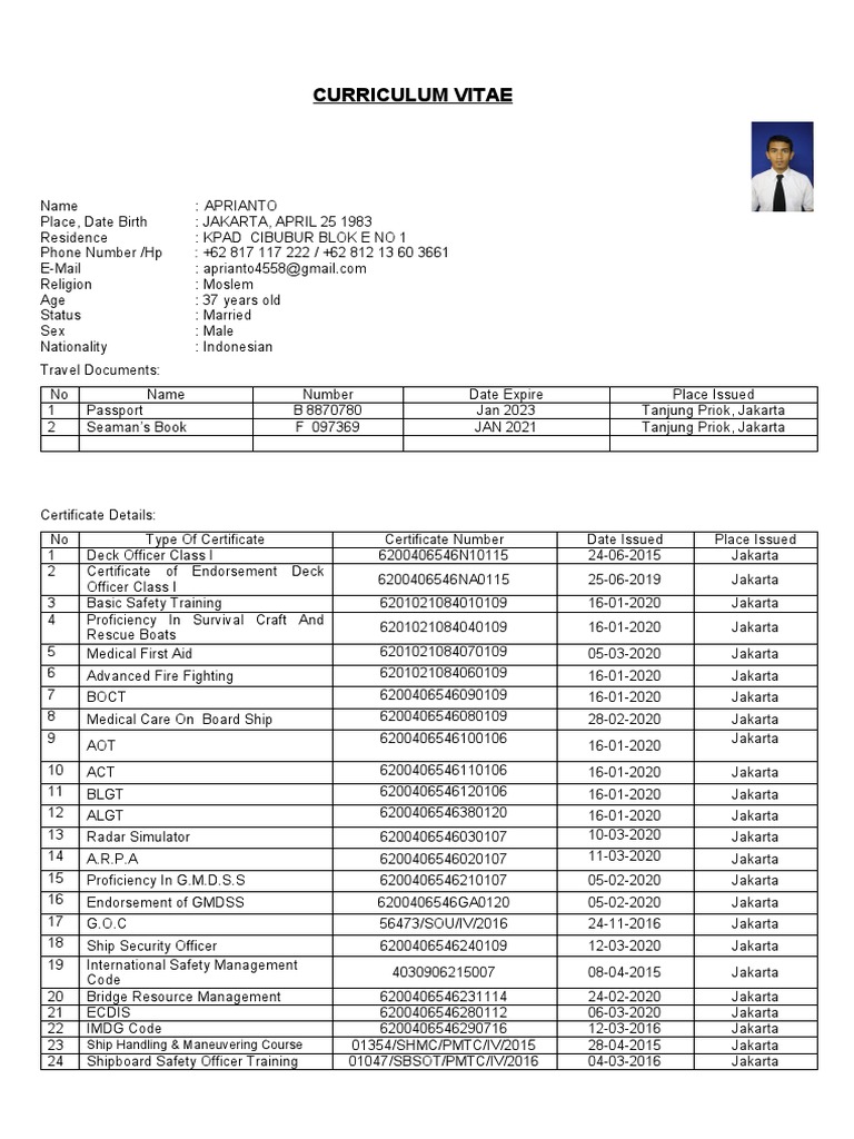 Curriculum Vitae: Ship Handling & Maneuvering Course | Download Free ...