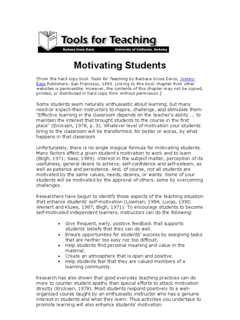 Motivating Students | PDF | Homework | Motivation