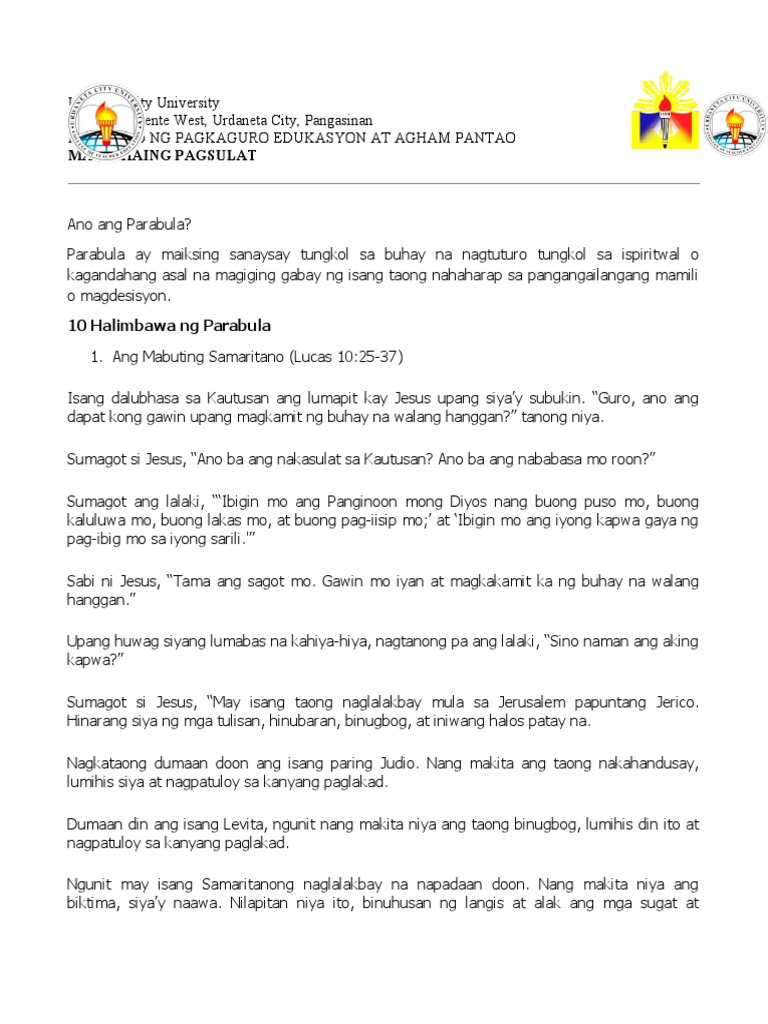 E249 Valdez GRP 10 Parabula | PDF