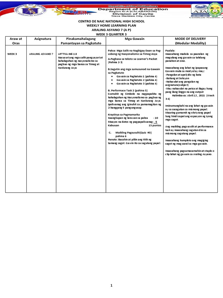 AP 7 Quarter 3 Week 3 Learners Packet | PDF