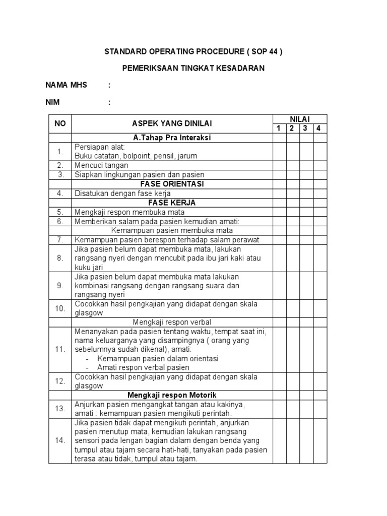 STANDARD OPERATING PROCEDURE Neuro | PDF