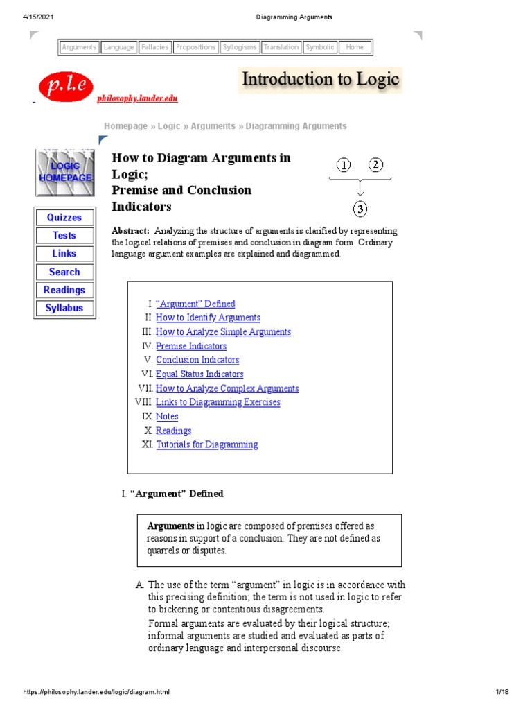 How To Diagram Arguments in Logic Premise and Conclusion Indicators | PDF | Argument | Reason