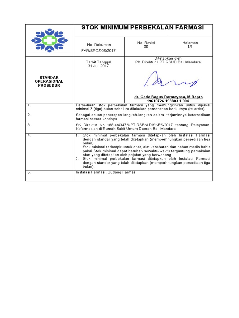 Stok Minimum Persediaan Farmasi | PDF