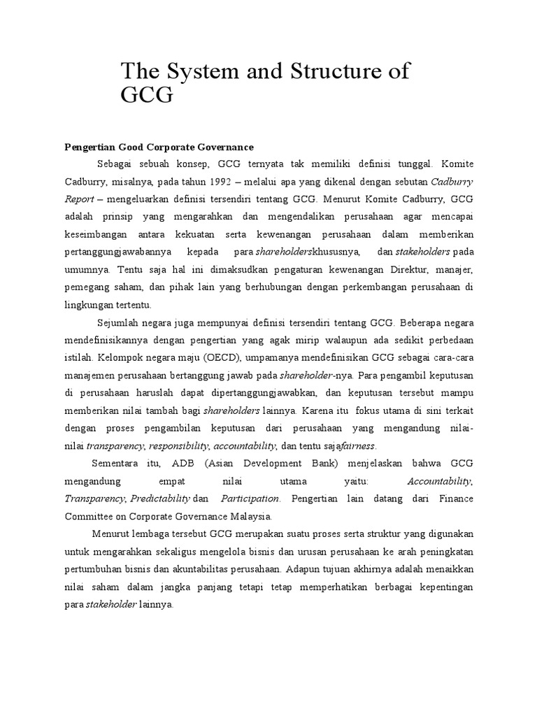 Konsep Dan Penerapan Good Corporate Governance | PDF