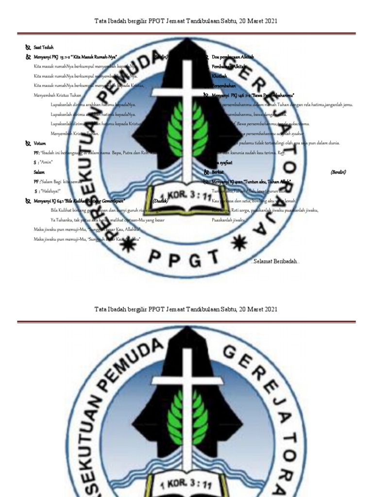 Tata Ibadah Bergili PPGT Jemaat Tandibulaan | PDF