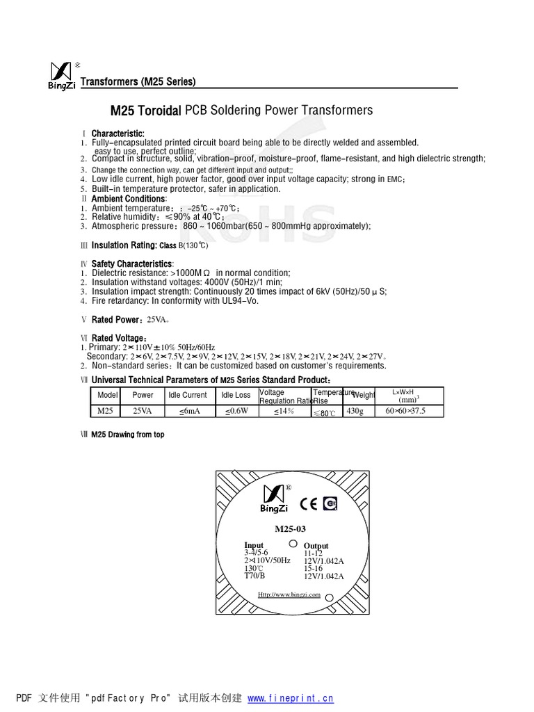 M25 Toroidal PCB Soldering Power Transformers | PDF | Printed Circuit ...