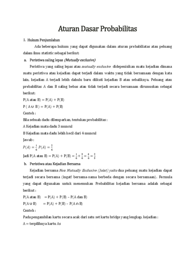Aturan Dasar Probabilitas dan Contoh | PDF