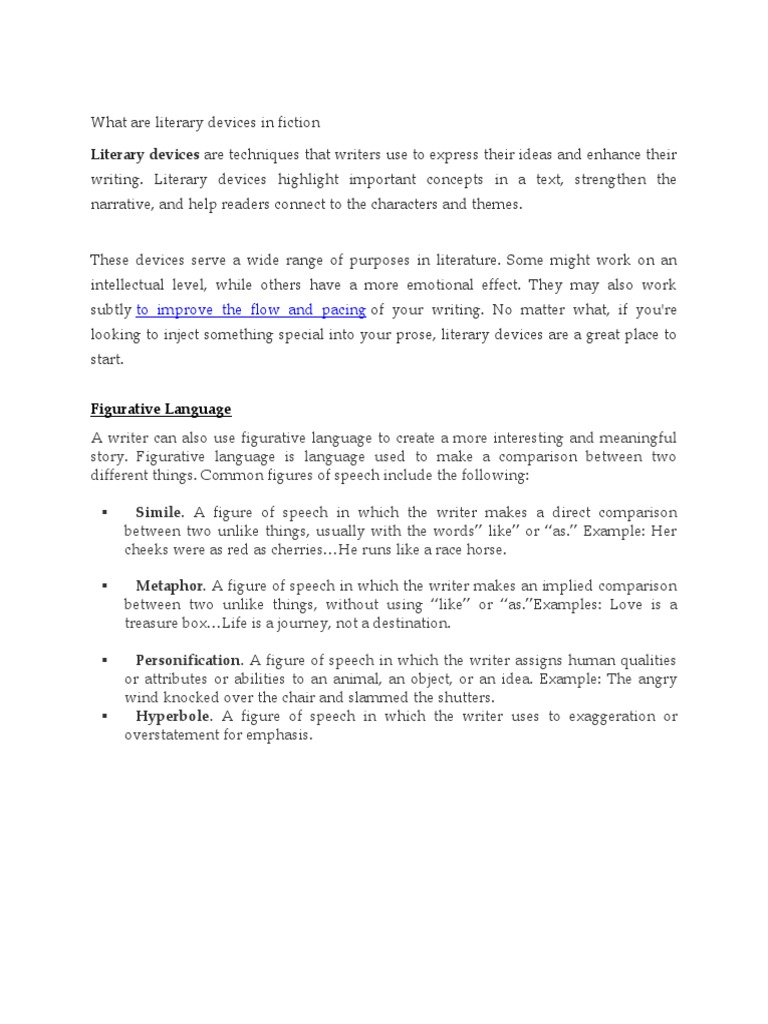 Fiction's Literary Devices Guide | PDF | Anthropomorphism | Narration