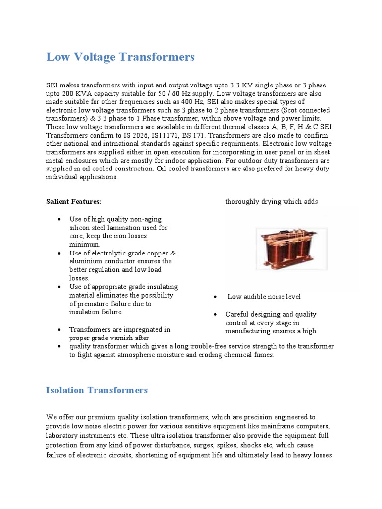 Low Voltage Transformers | PDF | Transformer | Rectifier