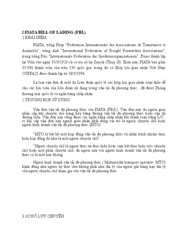 CÁC LOẠI VẬN ĐƠN HBL, FBL, FCR TRONG LOGISTICS | PDF