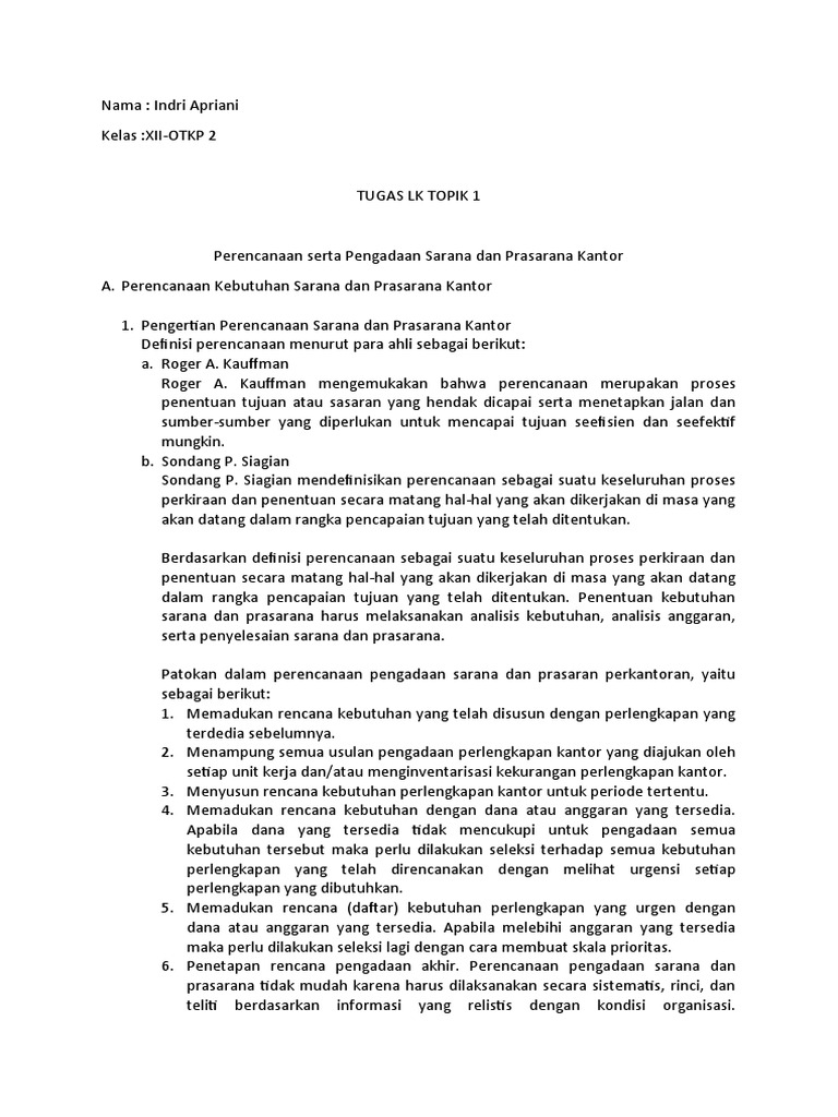 12OTKP2 - Indri Apriani - Tugas LK Topik 1 | PDF
