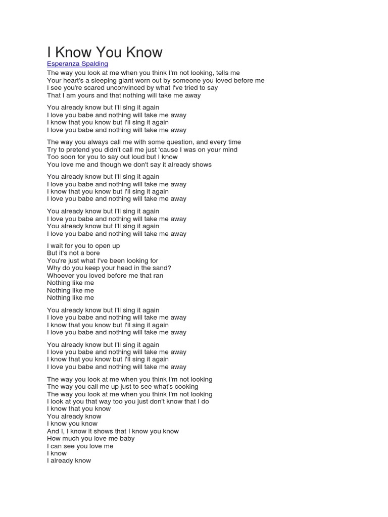 I Know You Know | PDF