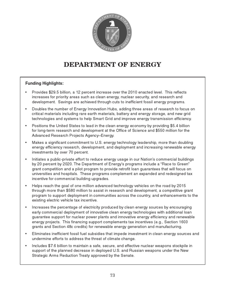 Proposed 2012 Budget - DOE | PDF | United States Department Of Energy ...