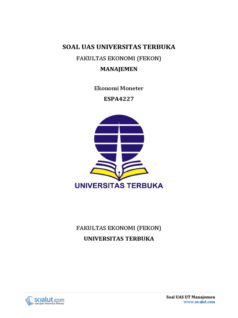 5 - Soal Ujian UT Manajemen ESPA4227 Ekonomi Moneter | PDF