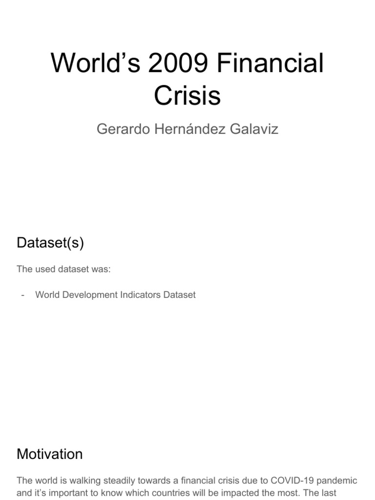 World's 2009 Financial Crisis: Gerardo Hernández Galaviz | PDF | Correlation And Dependence ...