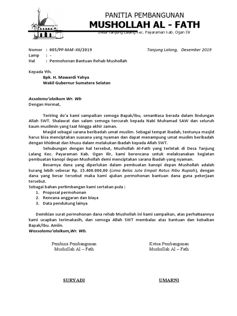 Proposal Kanopi Mushollah | PDF | Agama & Spiritualitas