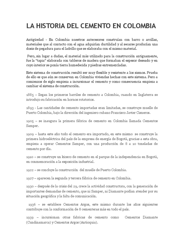 Precio del cemento Samper en Colombia | PDF | Cemento | Colombia