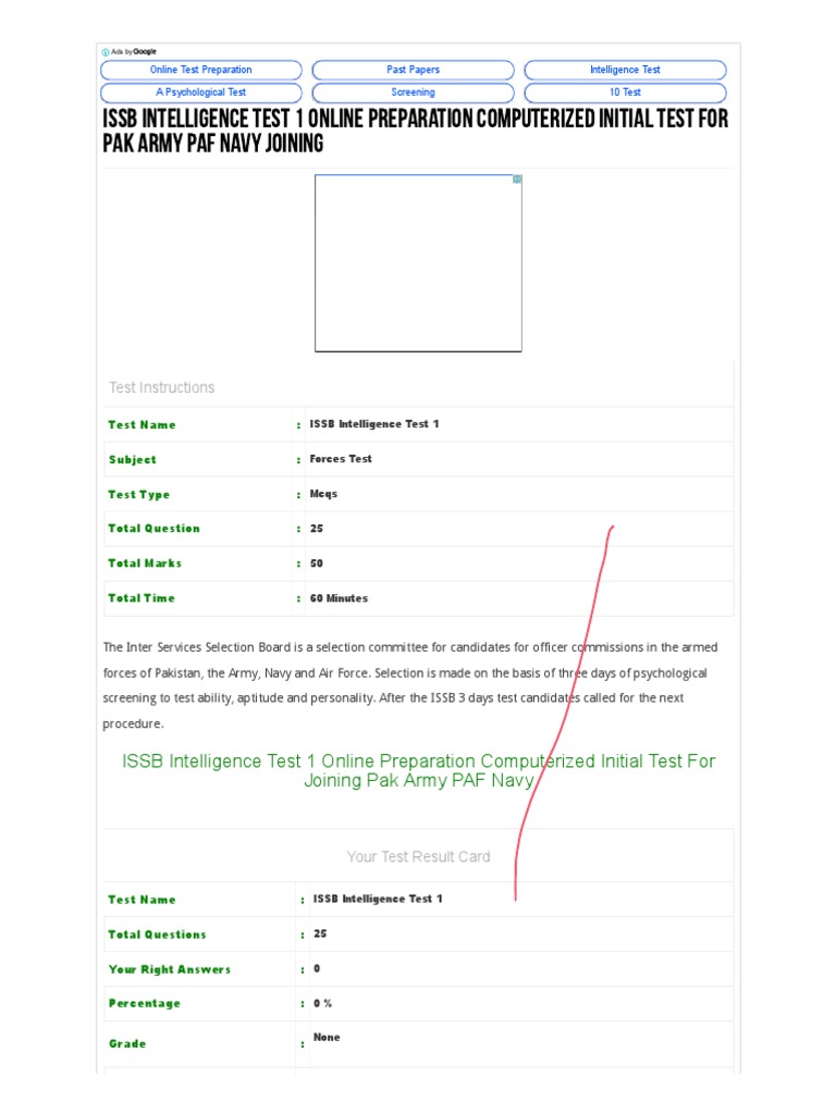 ISSB Intelligence Test 1 Online Preparation Computerized Initial Test ...