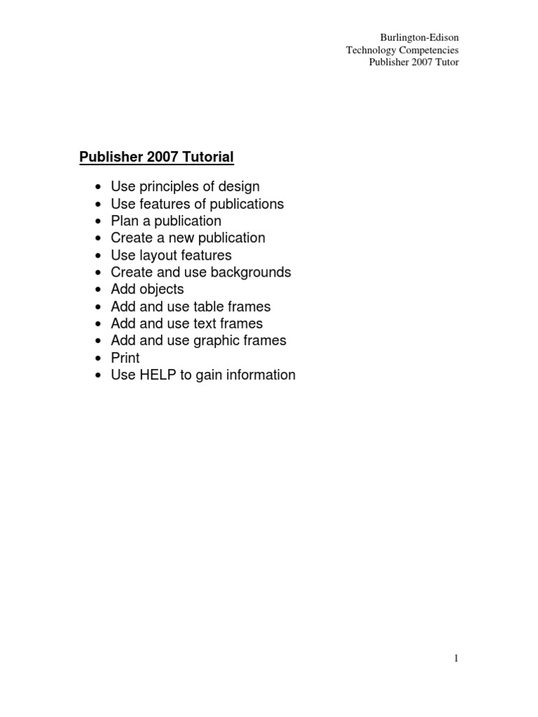 Publisher 2007 Tutorial | PDF