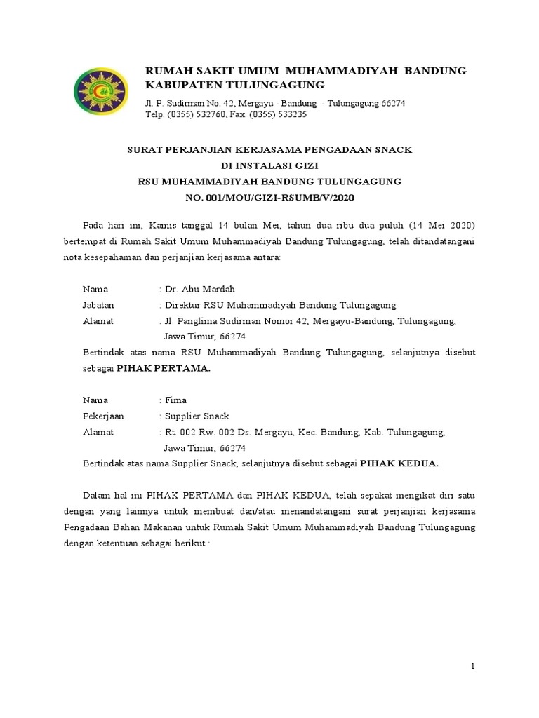 MoU Supplier Snack | PDF