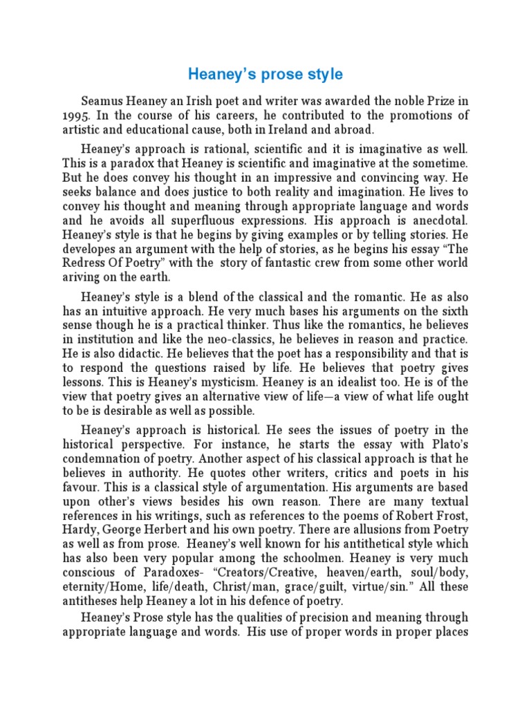 Heaney | PDF | Poetry | Romanticism