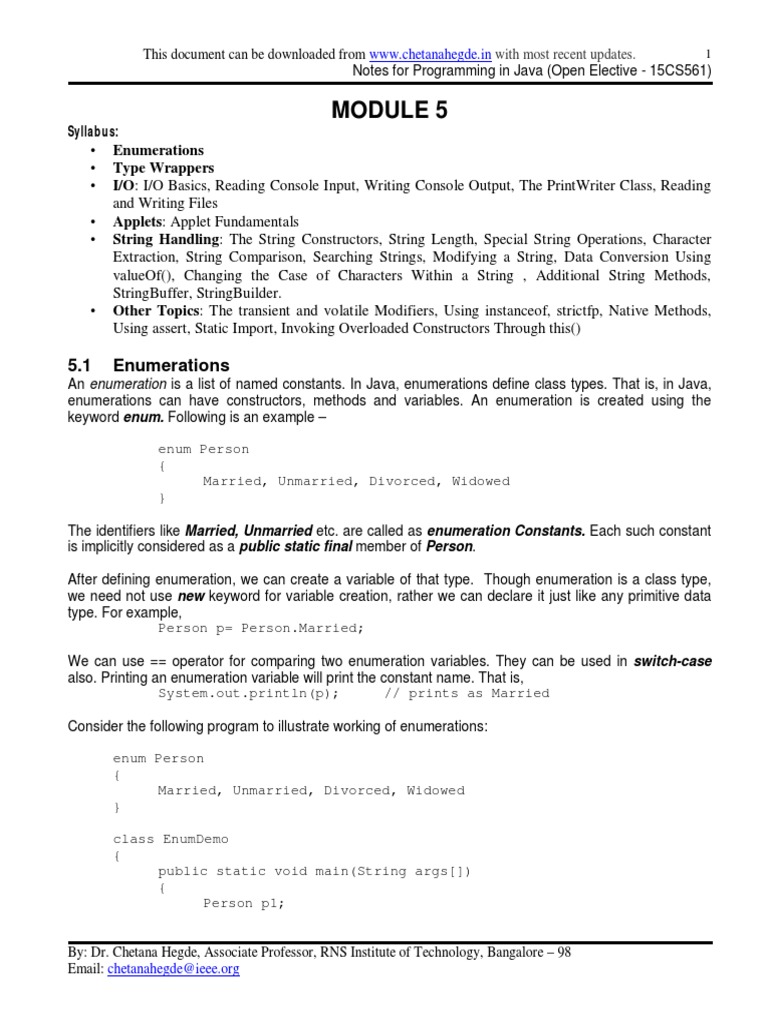 Module-5 15CS561 Java | PDF | Constructor (Object Oriented Programming) | Programming