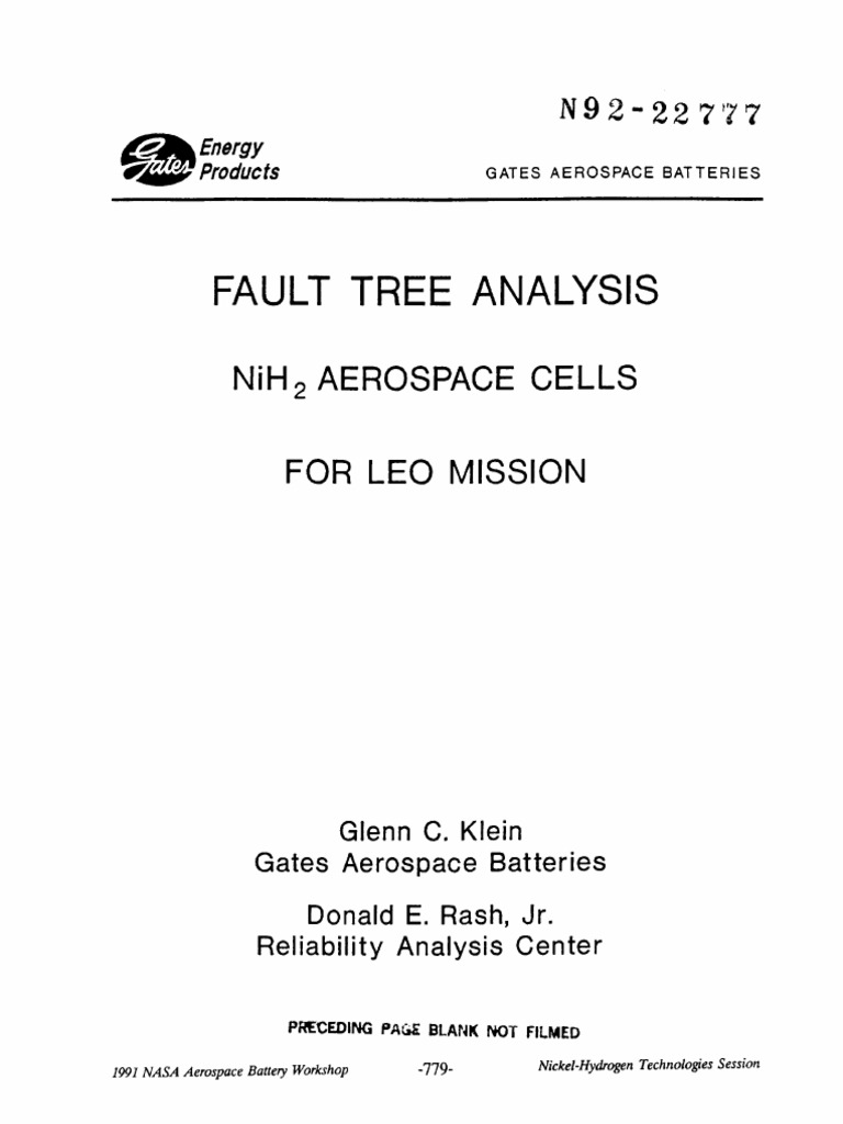 FAULT TREE ANALYSIS NiH 2 AEROSPACE CELLS FOR LEO MISSION | PDF ...