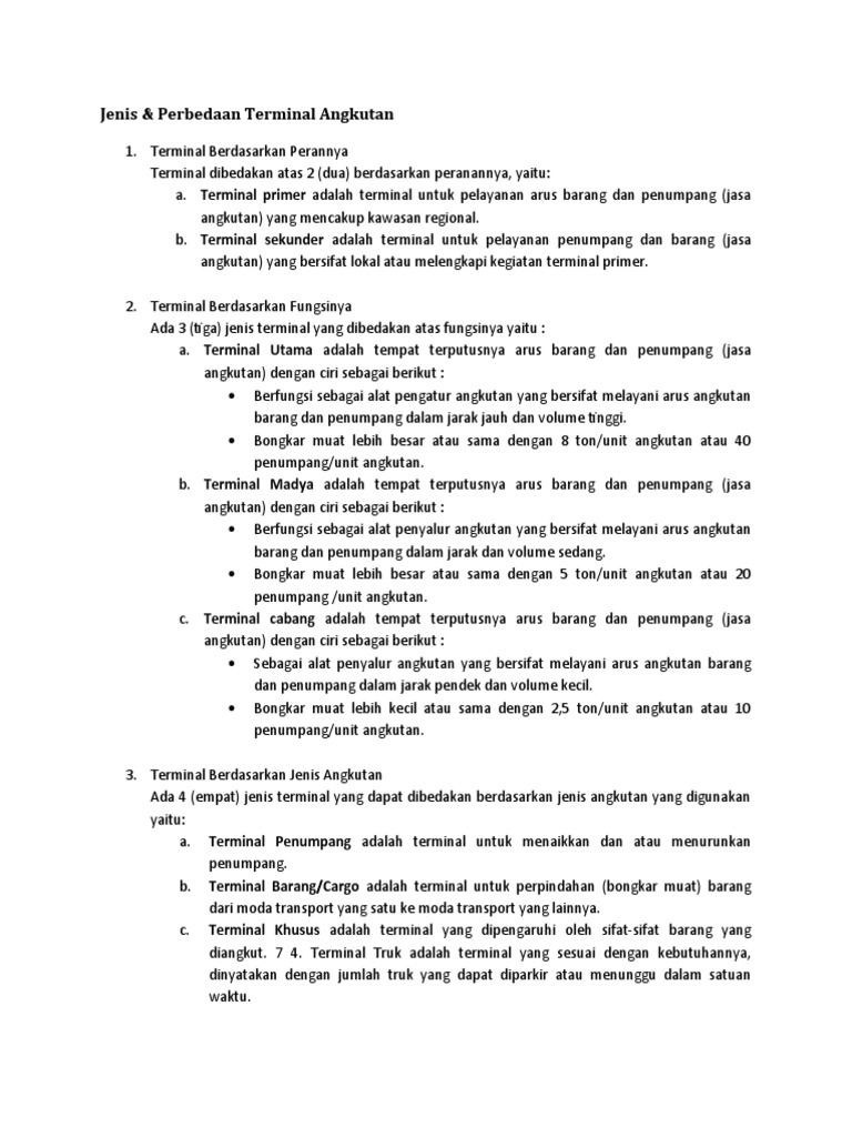 Jenis Dan Perbedaan Terminal Kelompok 2 | PDF