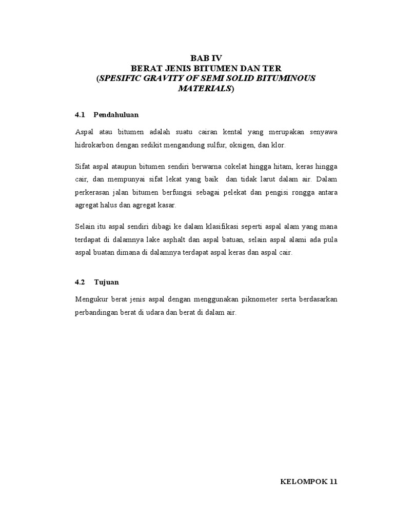 Modul D - Uji Berat Jenis Bitumen Dan Ter | PDF