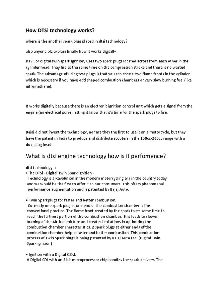 What Is Dtsi Engine Technology How Is It Perfomence? | PDF | Ignition ...