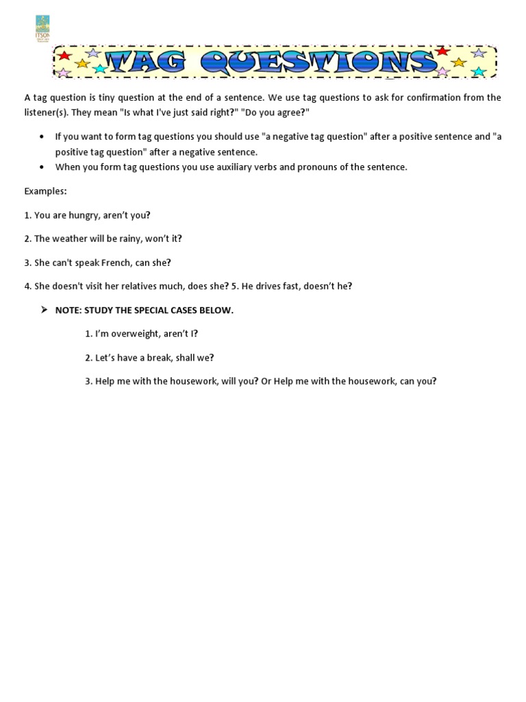 3.tag Explanation Exercises | Download Free PDF | Question | Morphology