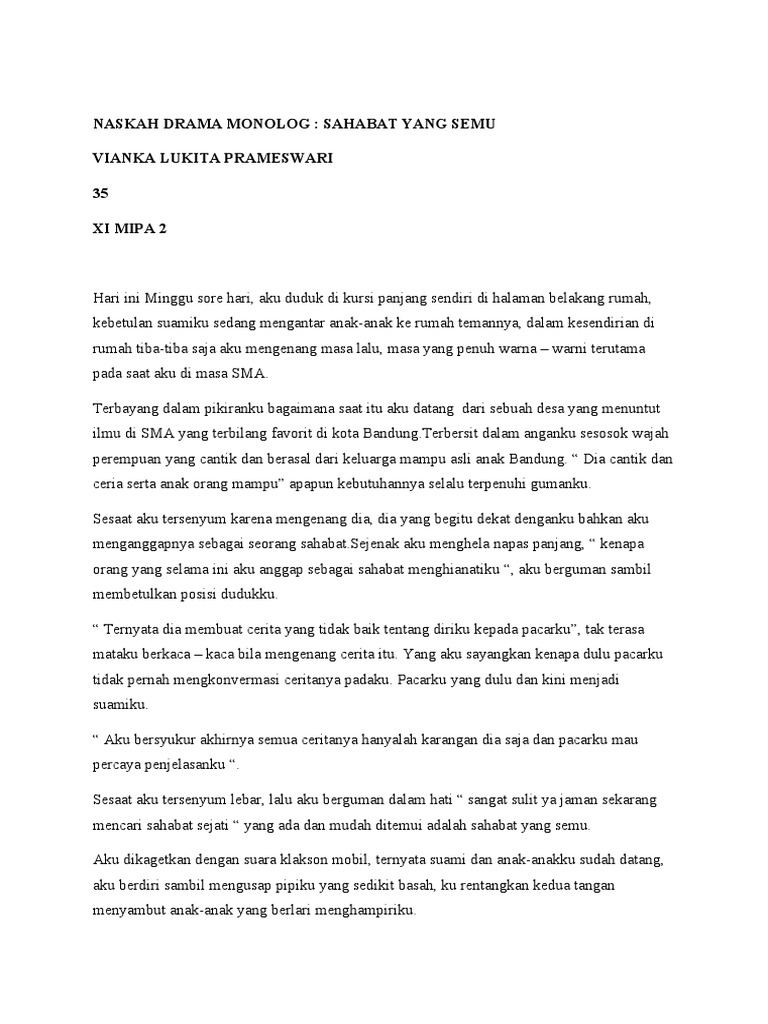 Contoh Teks Monolog | PDF Contoh Teks Monolog | PDF