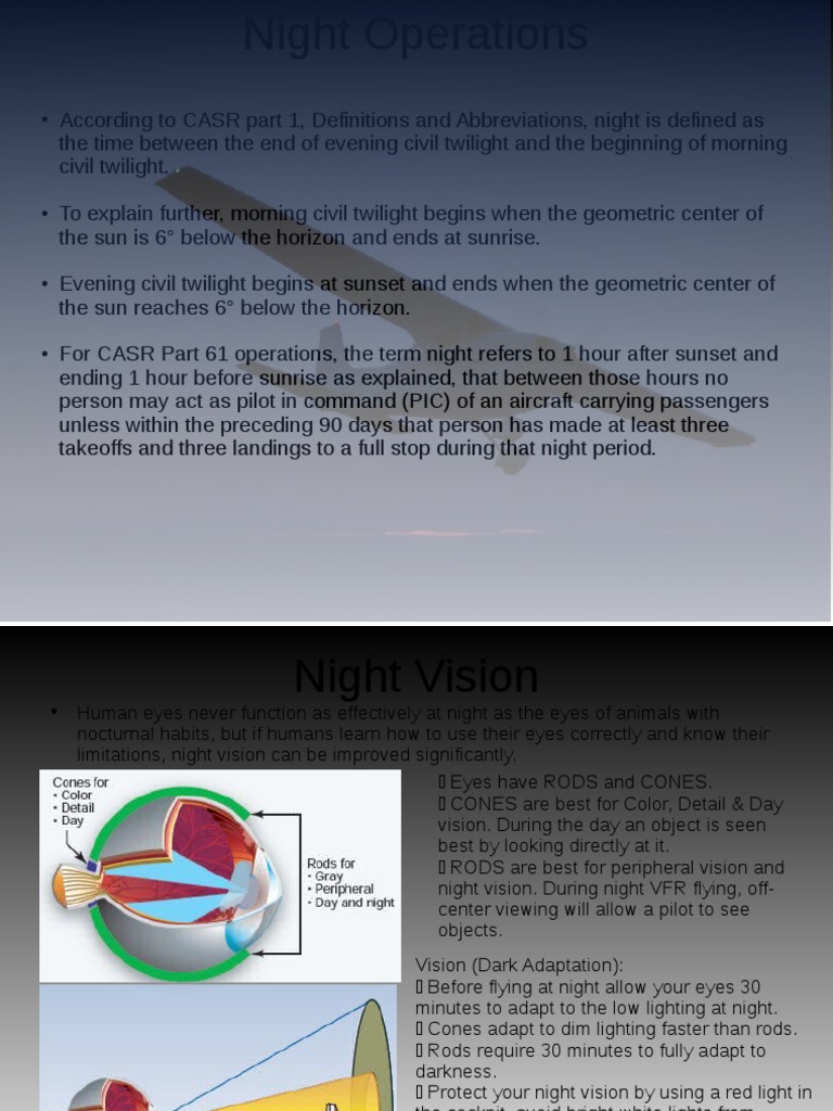 Night Operations Slideshow | PDF | Night | Visual Flight Rules