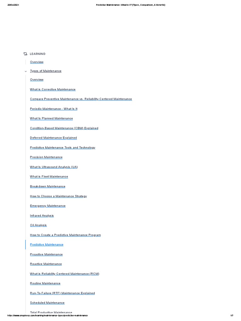 887-Predictive Maintenance - What Is It - (Types, Comparison, & Benefits) | PDF | Systems Theory ...