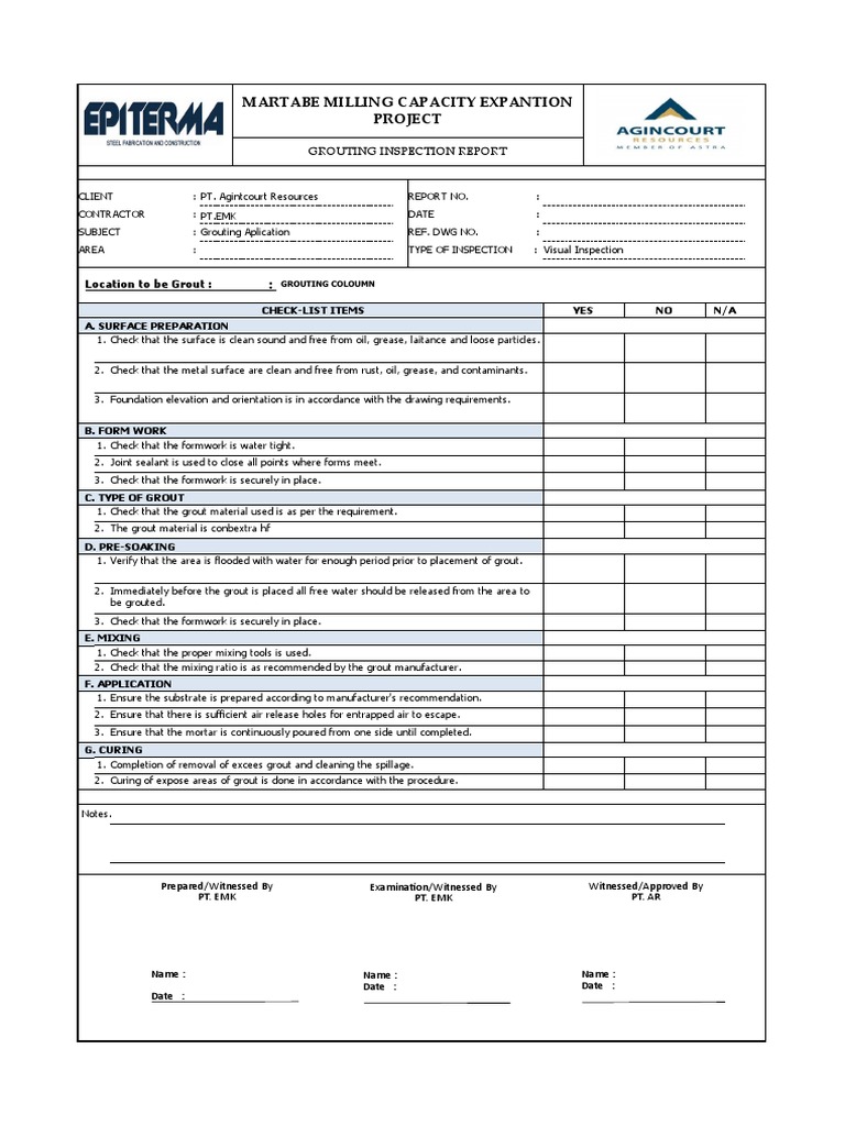 Form Grouting & Concrete Inspection | PDF | Structural Engineering ...