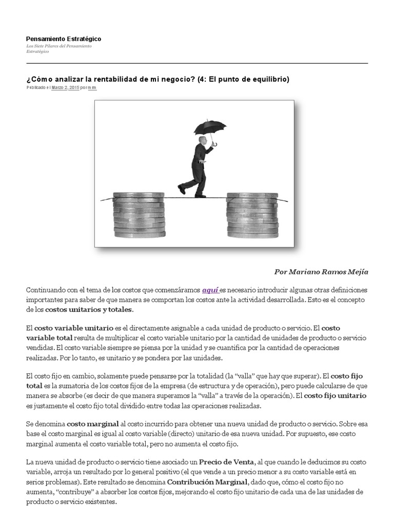 ¿Cómo Analizar La Rentabilidad de Mi Negocio - (4 - El Punto de ...