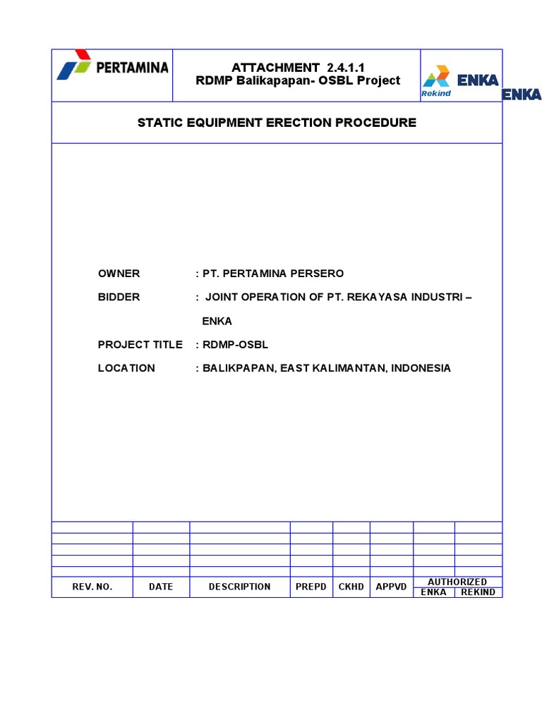 Static Equipment Erection Procedure (RDMP) | PDF | Anchor | Crane (Machine)