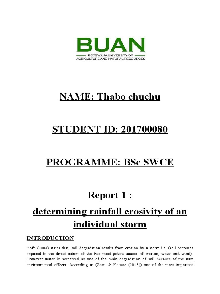 Soil & Conservation Report 1 | Download Free PDF | Erosion | Precipitation