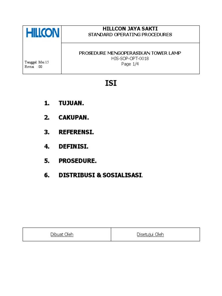Sop-Opt-0018 - Mengoperasikan Tower Lamp | PDF