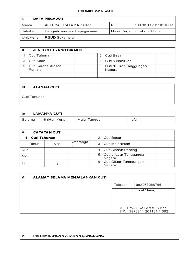 Format Cuti Baru | PDF