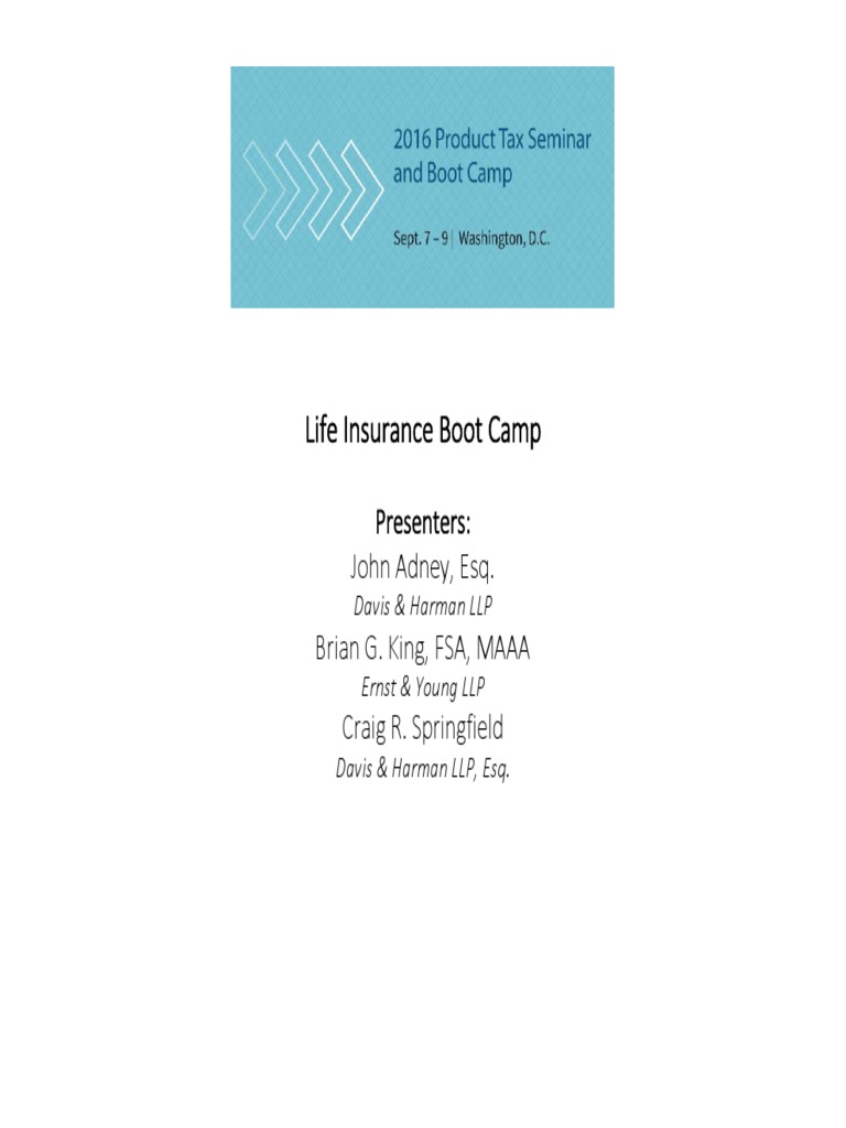 PD 2016 09 Life Insurance Boot Camp | PDF | Life Insurance | Insurance
