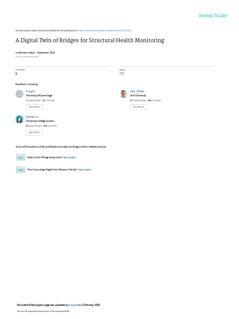 A Digital Twin of Bridges For Structural Health Monitoring | PDF ...