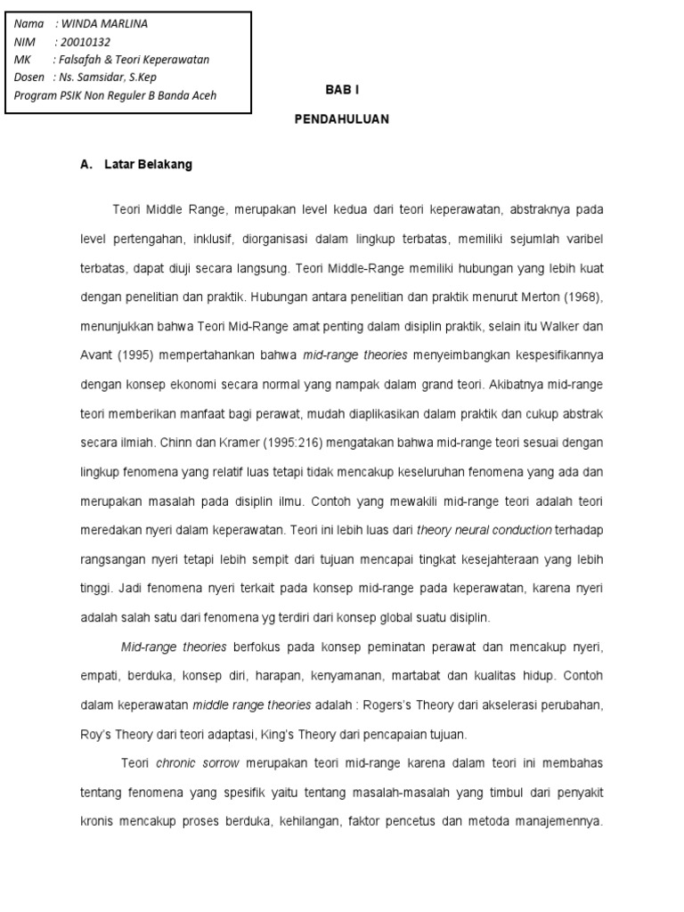 Tugas Falsafah Dan Teori Keperawatan Winda 1 | PDF