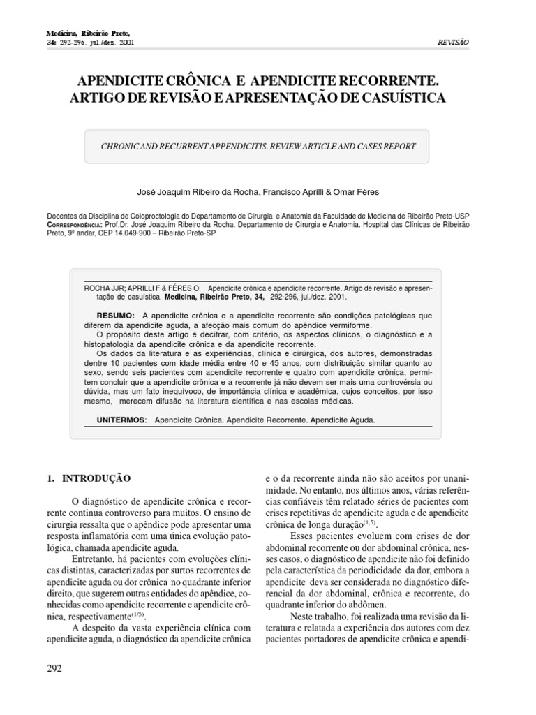 Apendicite | PDF | Doenças digestivas | Dor