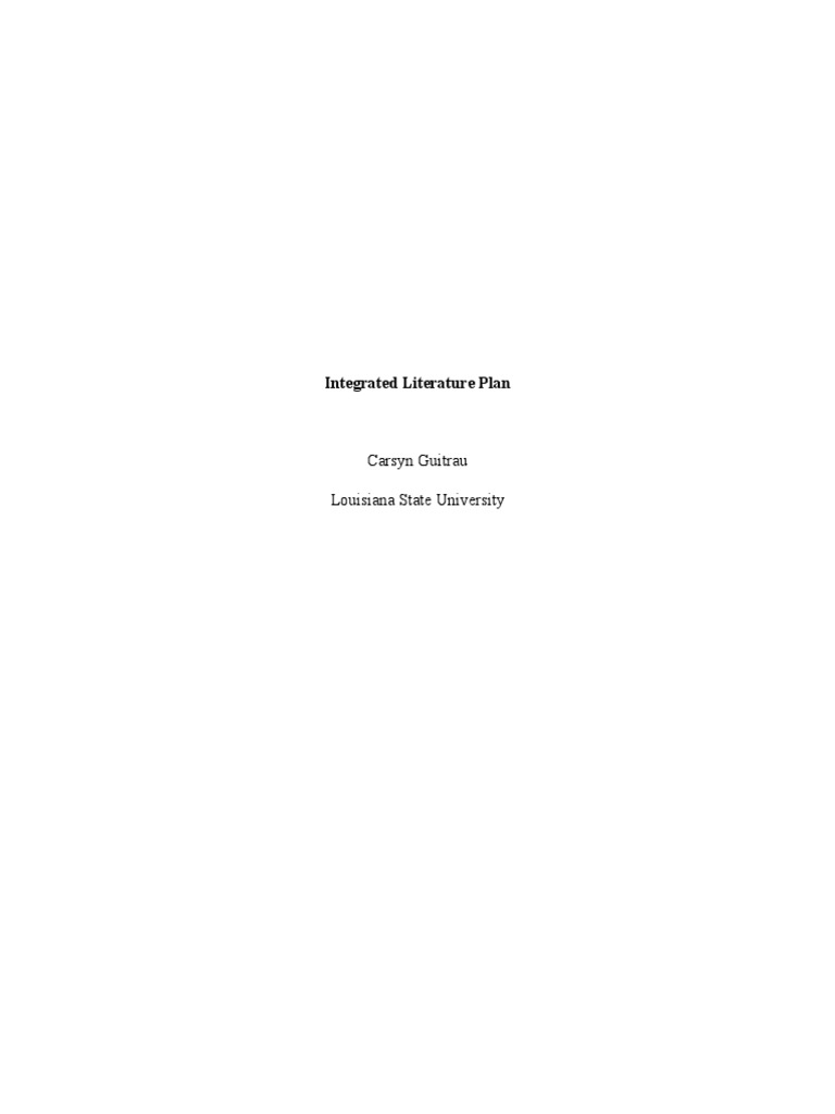 Integrated Literature Plan | PDF | Literacy | Curriculum