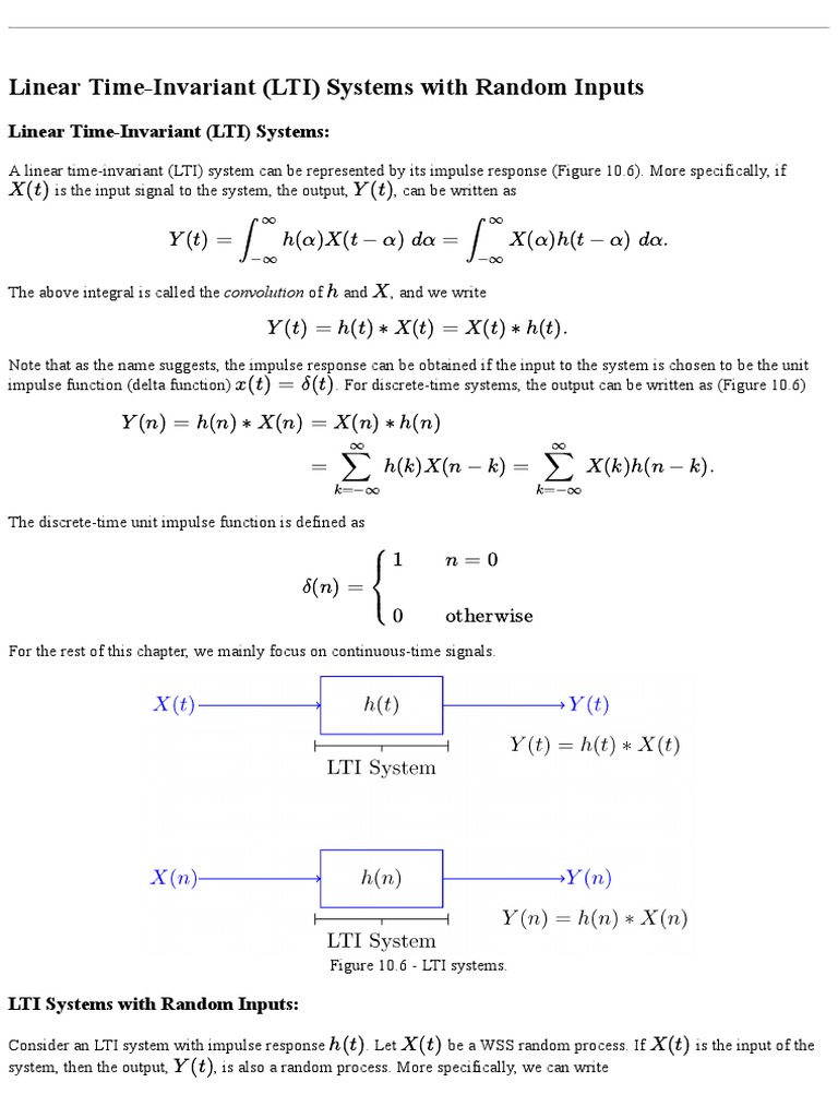 8 Linear Time Invariant Lti Systems With Random Inputs Pdf Theoretical Computer Science