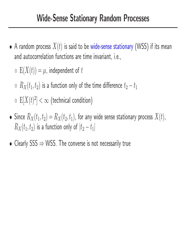 Wide-Sense Stationary Process | PDF | Stationary Process | Autocorrelation