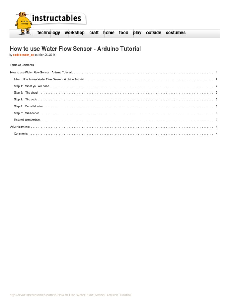 How To Use Water Flow Sensor Arduino Tutorial | PDF | Arduino | Flow ...