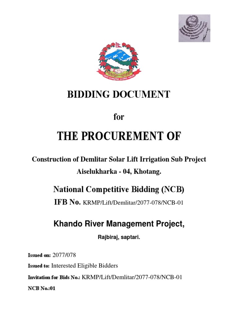 The Procurement Of: Bidding Document | PDF | Procurement | Prices